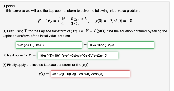 Solved (1 point) In this exercise we will use the Laplace | Chegg.com