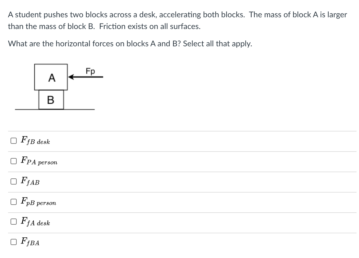 Solved A student pushes two blocks across a desk, | Chegg.com