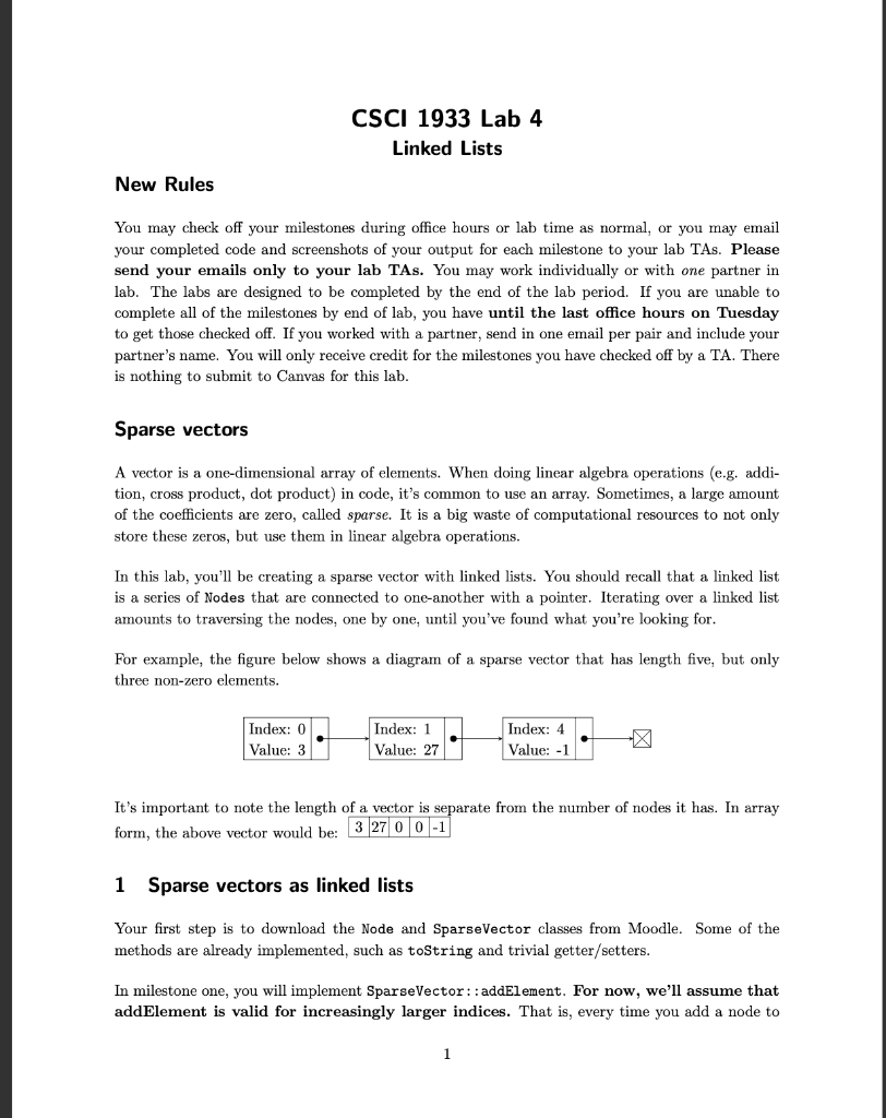 Solved CSCI 1933 Lab 4 Linked Lists New Rules You may check | Chegg.com