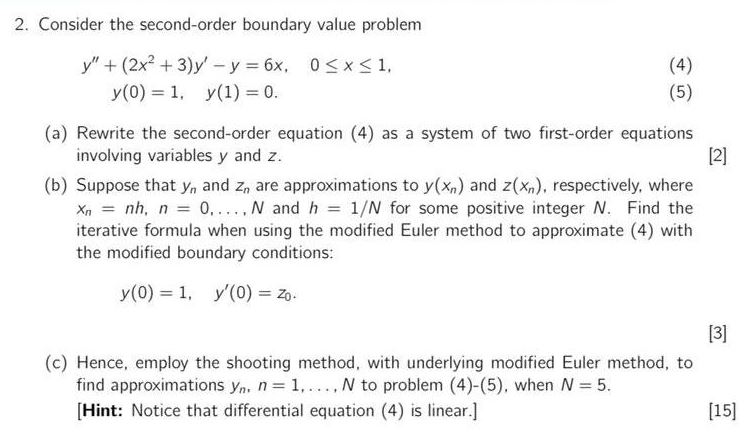 2. Consider the second-order boundary value problem 0 | Chegg.com