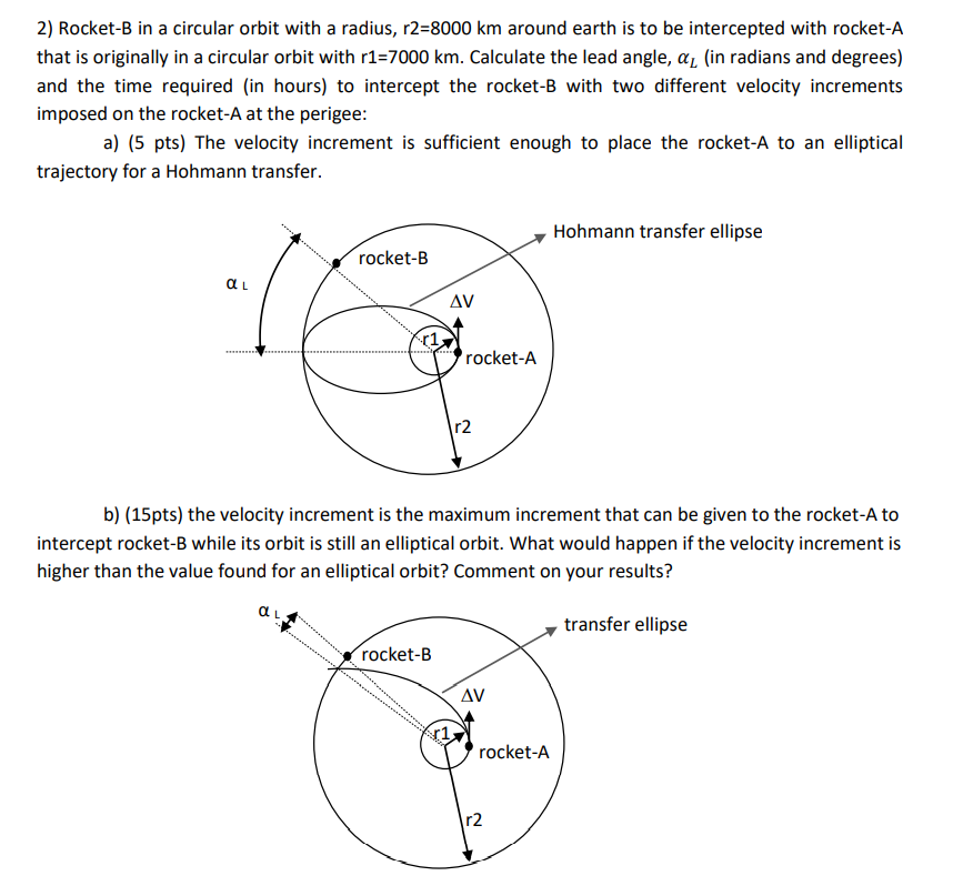 2) Rocket-B in a circular orbit with a radius, | Chegg.com