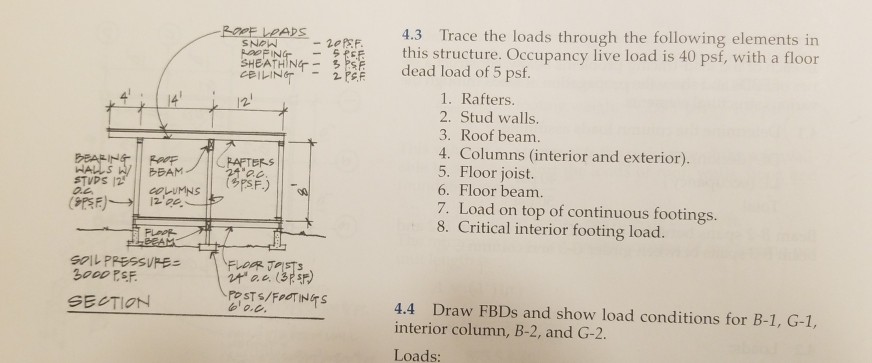 Solved 4.3 Trace the loads through the following elements in | Chegg.com
