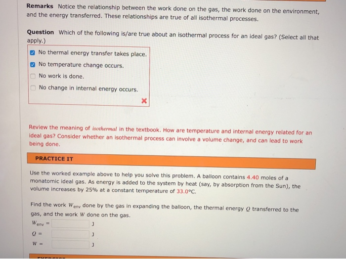 Solved Remarks Notice the relationship between the work done | Chegg.com