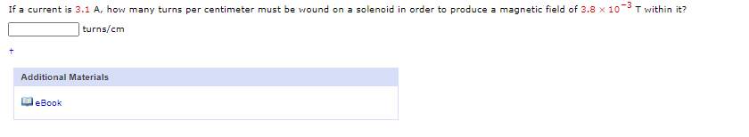 Solved If a current is 3.1 A, how many turns per centimeter | Chegg.com