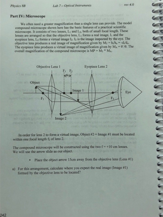 Solved Physics 8B Lab 7- Optical Instruments rev 4.0 Part | Chegg.com