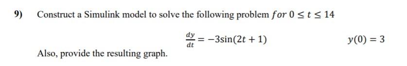 Solved Construct a Simulink model to solve the following | Chegg.com