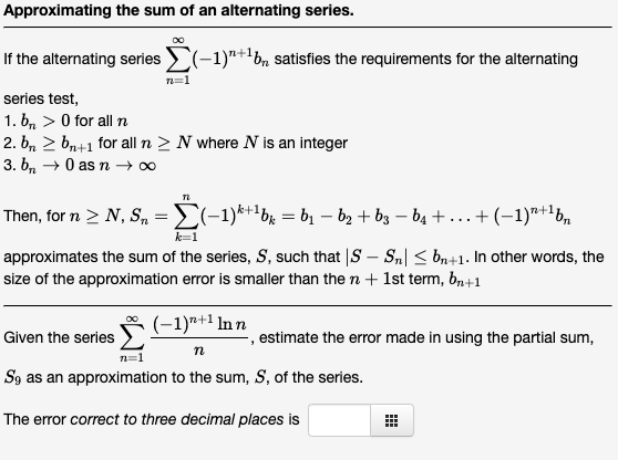 Solved Approximating the sum of an alternating series. n=1 | Chegg.com