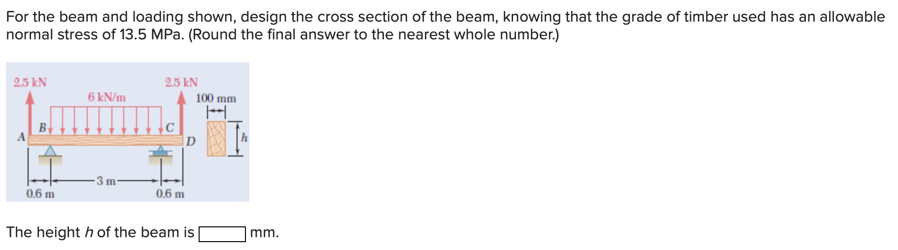 Solved For the beam and loading shown, design the cross | Chegg.com