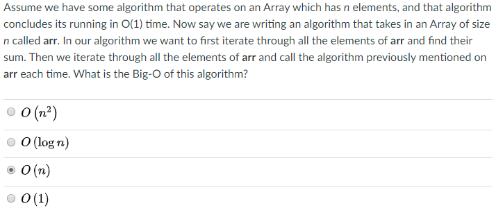 Solved Assume we have some algorithm that operates on an | Chegg.com