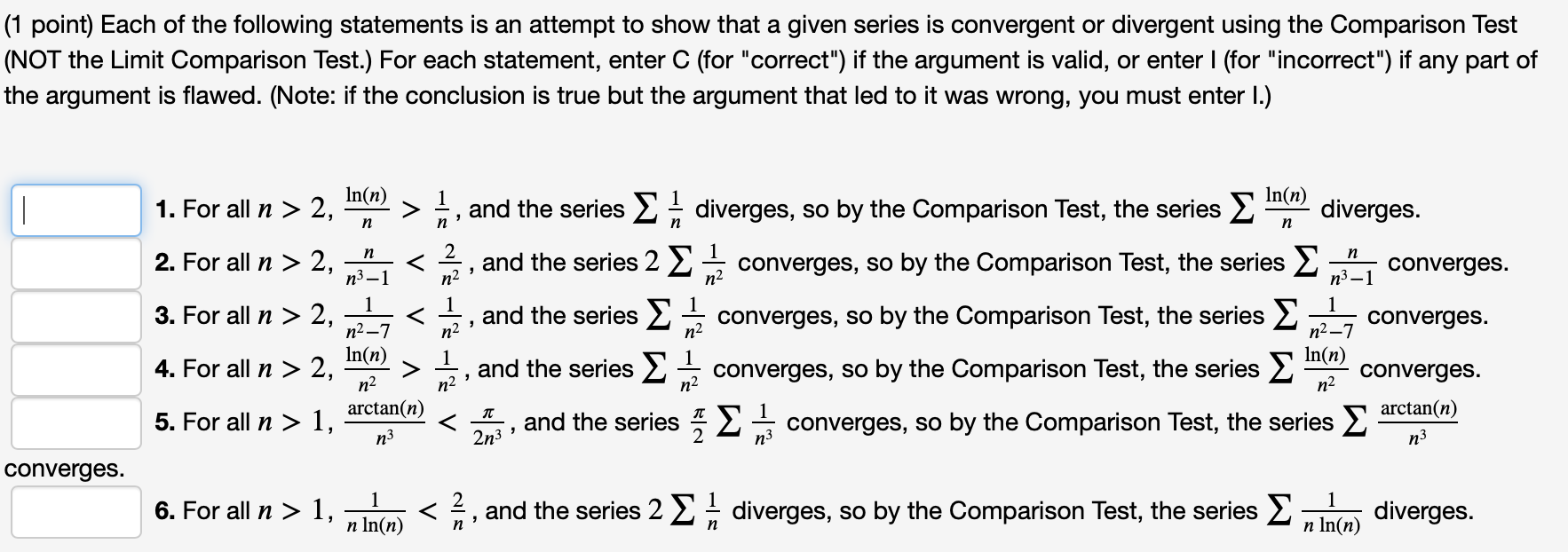 Solved (1 point) Each of the following statements is an | Chegg.com