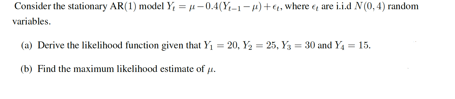 Solved Consider the stationary AR(1) model | Chegg.com