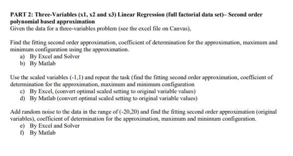 Solved PART 2: Three-Variables (x1, 12 and x3) Linear | Chegg.com