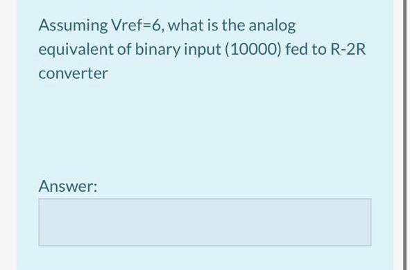 Solved Assuming Vref=6, what is the analog equivalent of | Chegg.com