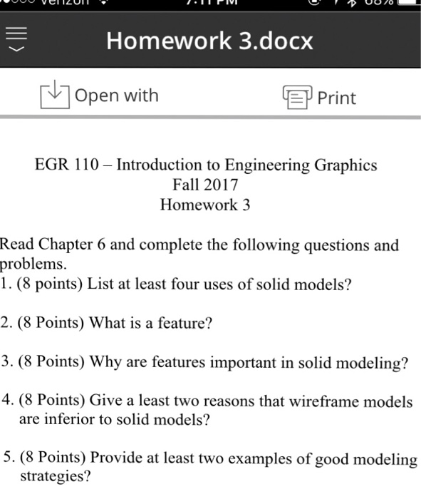 Solved List At Least Four Uses Of Solid Models What Is A
