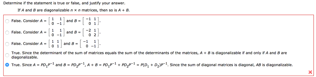 Solved Determine if the statement is true or false, and | Chegg.com