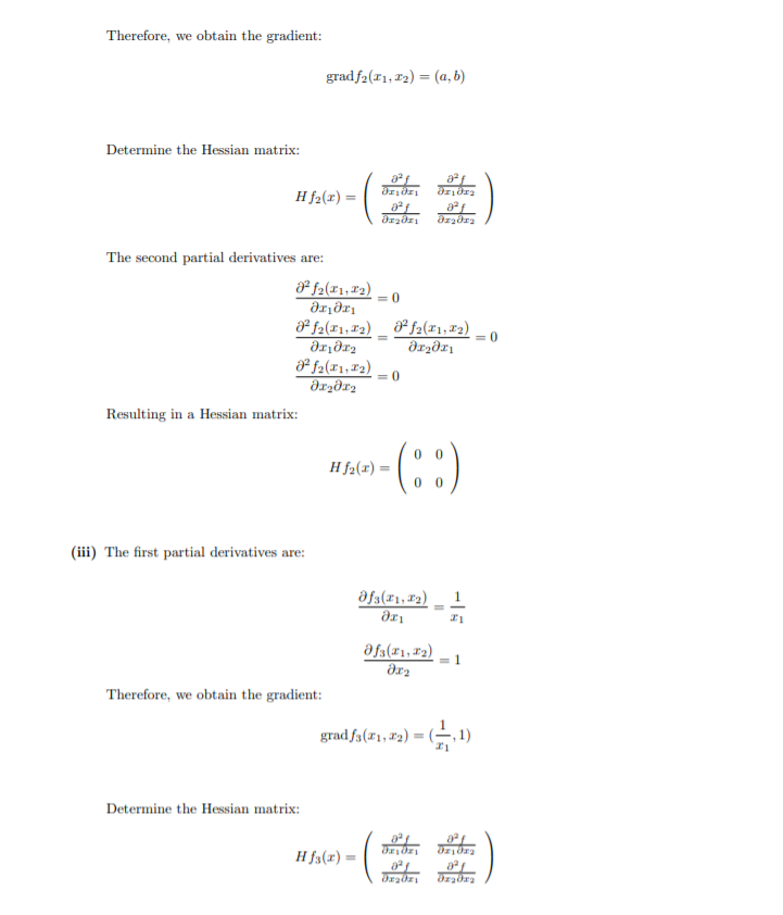 Solved Exercise 1. Determine the gradient and the Hessian | Chegg.com
