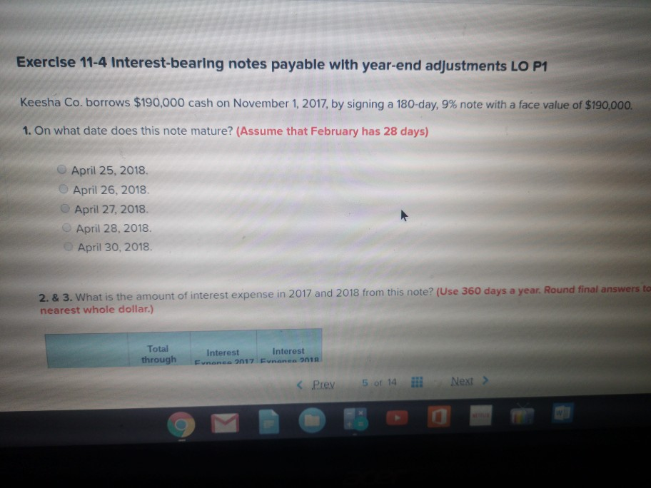 Solved Exercise 11-4 Interest-bearing notes payable with | Chegg.com