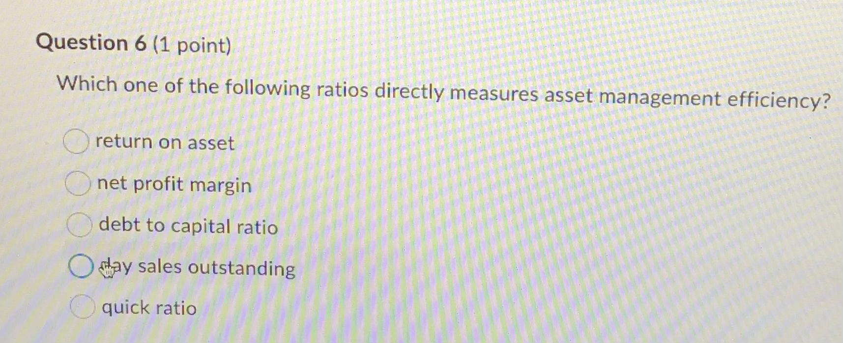 Solved Which one of the following ratios directly measures | Chegg.com