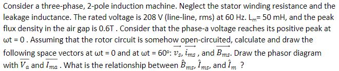 Consider a three-phase, 2-pole induction machine. | Chegg.com