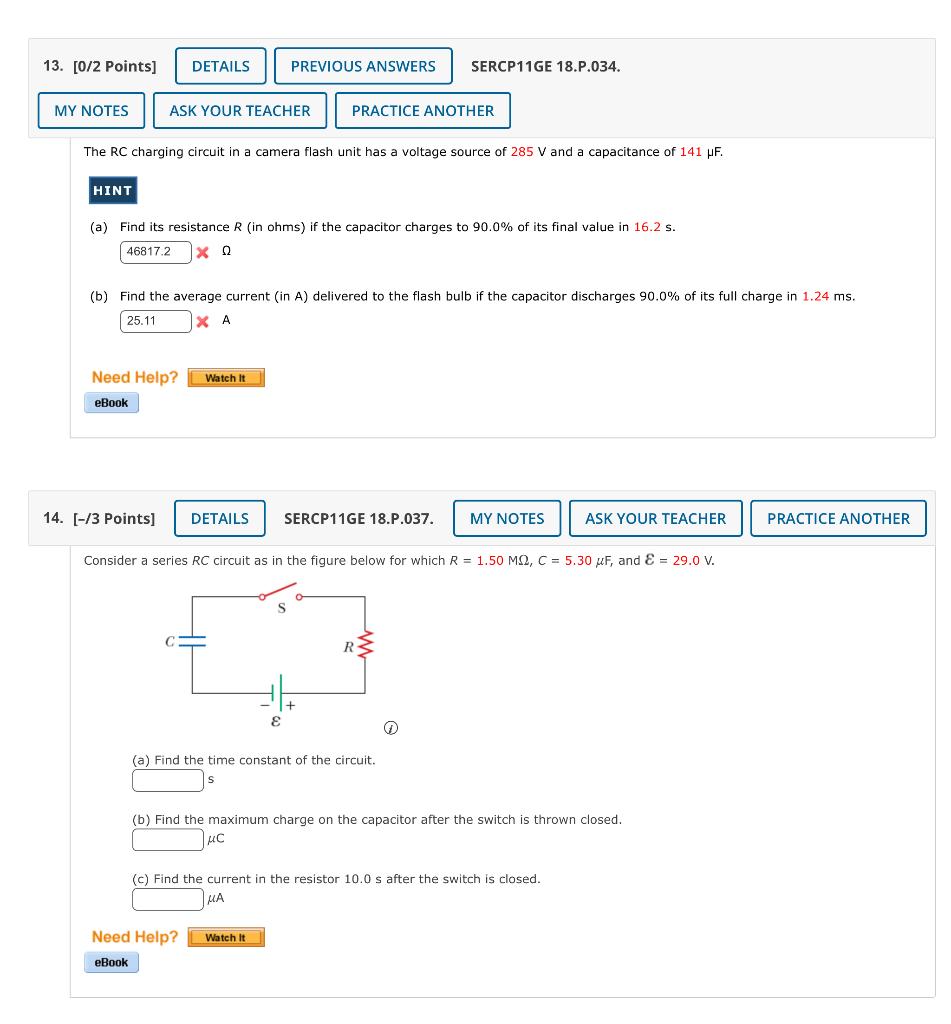 Solved The RC charging circuit in a camera flash unit has a | Chegg.com