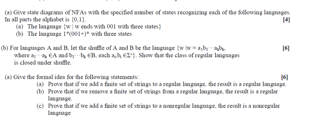 (a) Give state diagrams of NFAs with the specified | Chegg.com