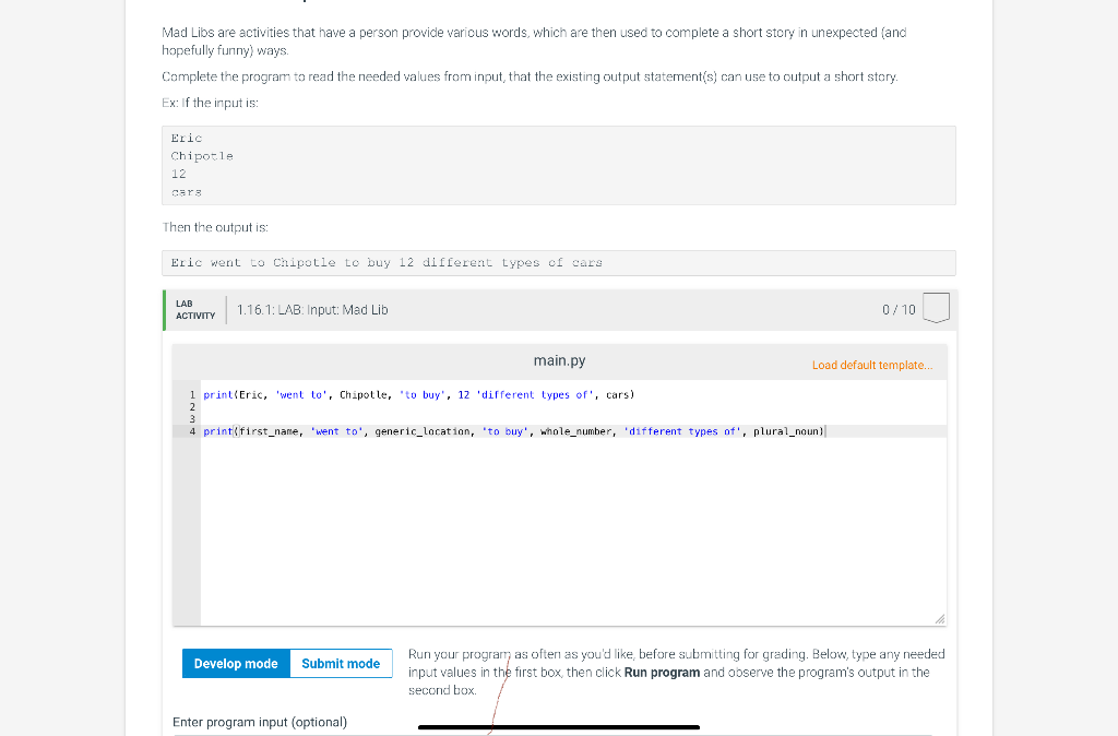 (Solved) : Mad Libs Activities Person Provide Various Words Used ...