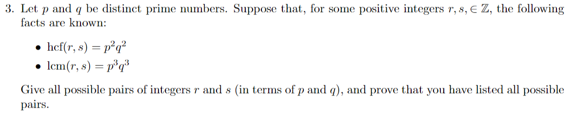 Solved 3. Let p and q be distinct prime numbers. Suppose | Chegg.com