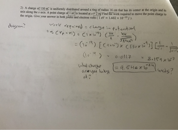 Solved 2) A charge of 130 nC is uniformly distributed around | Chegg.com