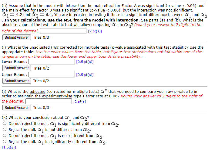Solved A two-way analysis of variance model with interaction | Chegg.com