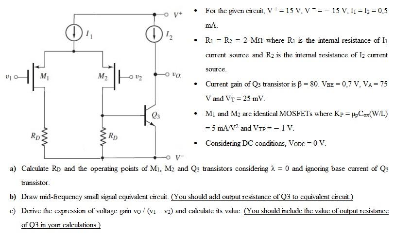 Solved vo V+ For the given circuit, V+= 15 V.V-=-15 V. I1 = | Chegg.com