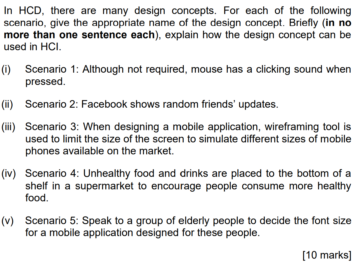 Solved In HCD, there are many design concepts. For each of | Chegg.com