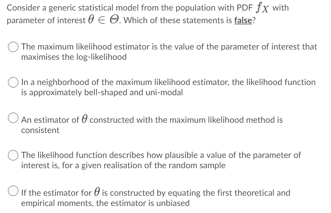 Solved Consider a generic statistical model from the | Chegg.com