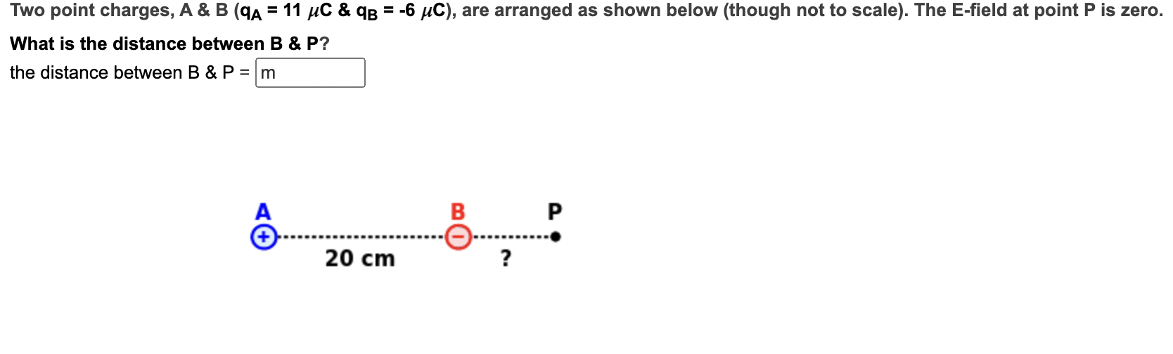 Solved Two point charges, A&B(qA=11μC&qB=−6μC), are arranged | Chegg.com