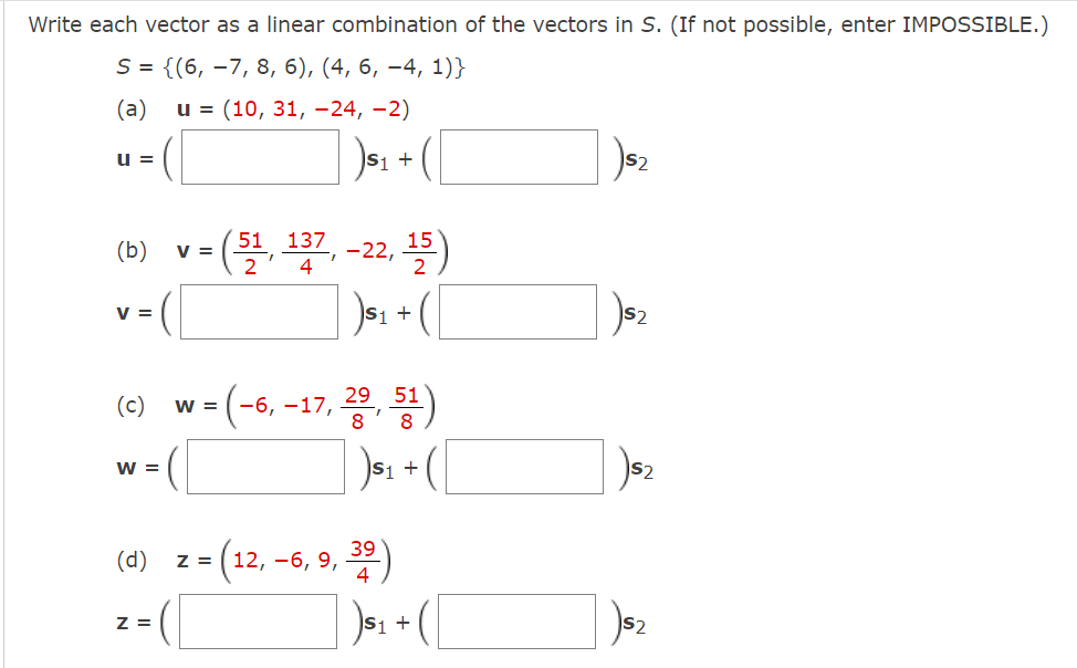 Solved Write each vector as a linear combination of the | Chegg.com