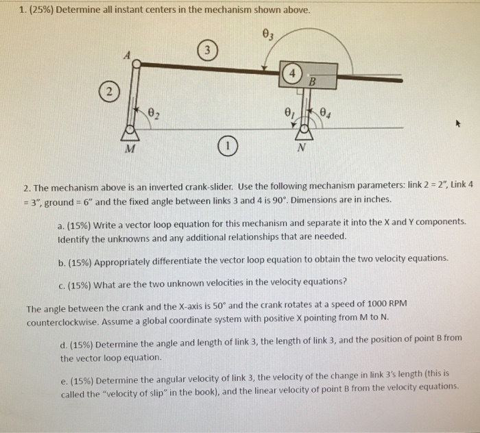 Solved 1" (25%) Determine all instant centers in the | Chegg.com