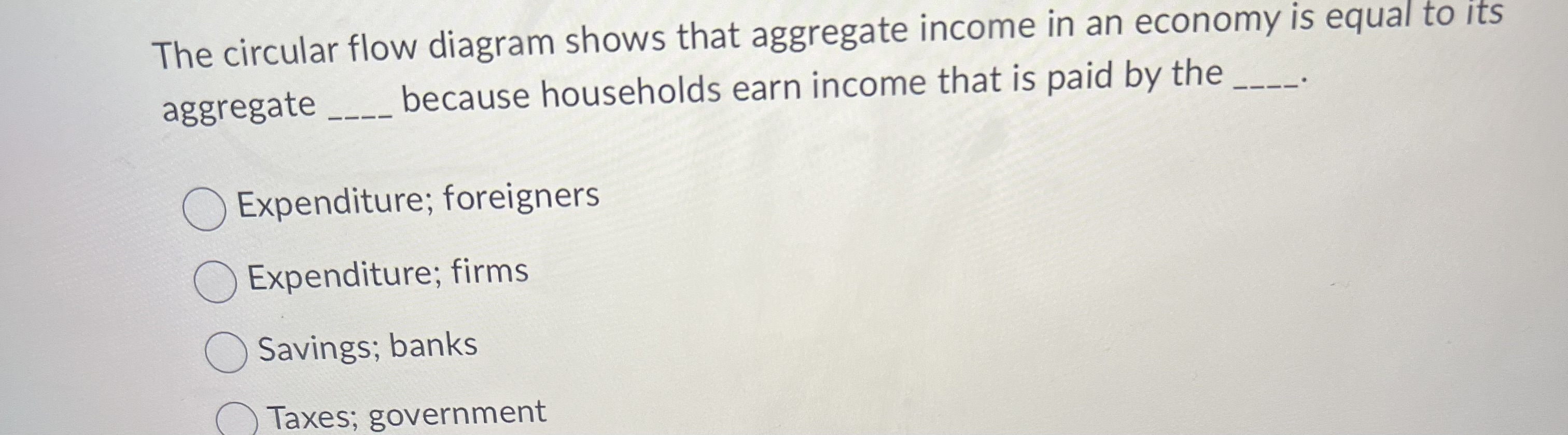 Solved The circular flow diagram shows that aggregate income | Chegg.com