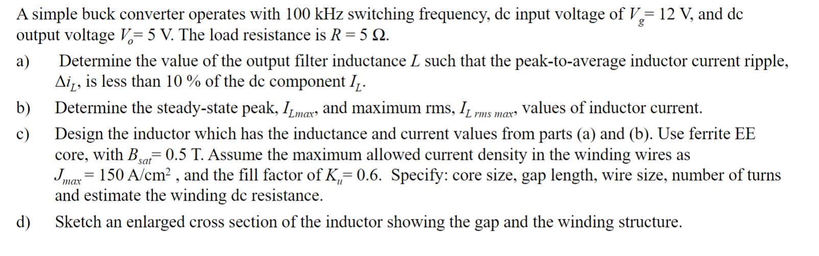 A simple buck converter operates with 100kHz | Chegg.com