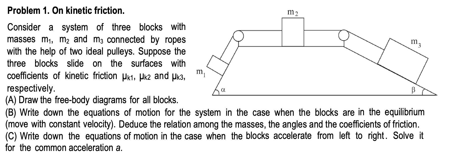 Solved Consider a system of three blocks with masses m1,m2 | Chegg.com