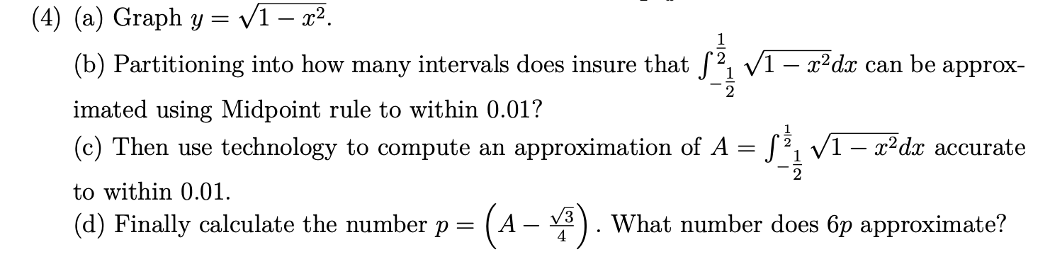 Solved (4) (a) ﻿Graph y=1-x22.(b) ﻿Partitioning into how | Chegg.com