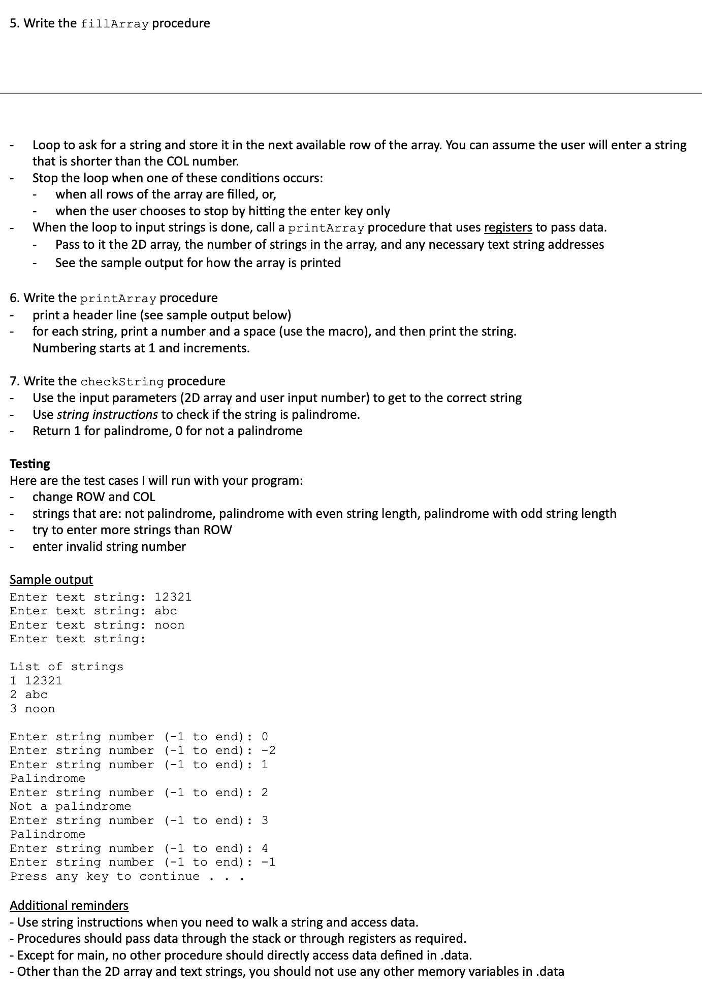 Solved Overview Write a program that stores user input | Chegg.com