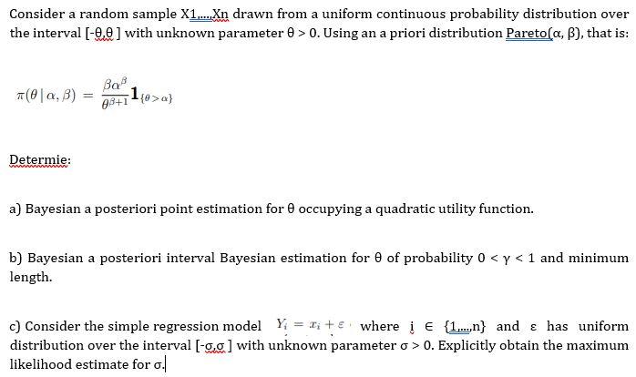 Consider a random sample X1...Xn drawn from a uniform | Chegg.com