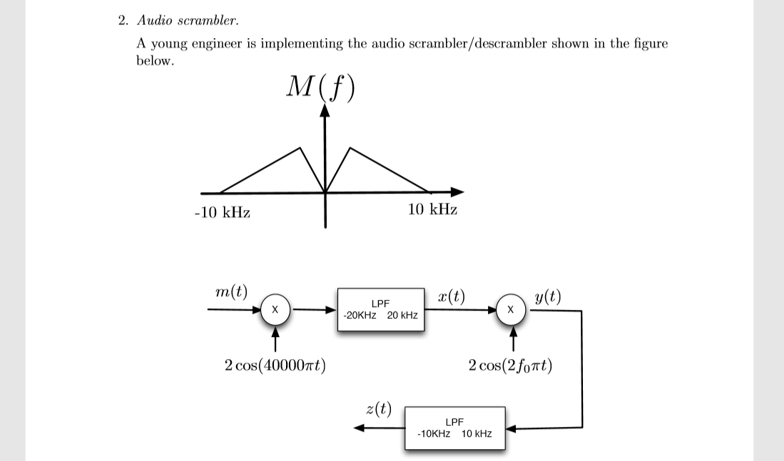 Solved 2. Audio scrambler. A young engineer is implementing | Chegg.com