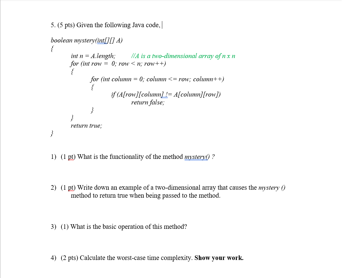 Solved 5. (5 pts) Given the following Java code,|| boolean | Chegg.com