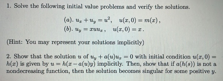 Solved Solve the following initial value problems and verify | Chegg.com