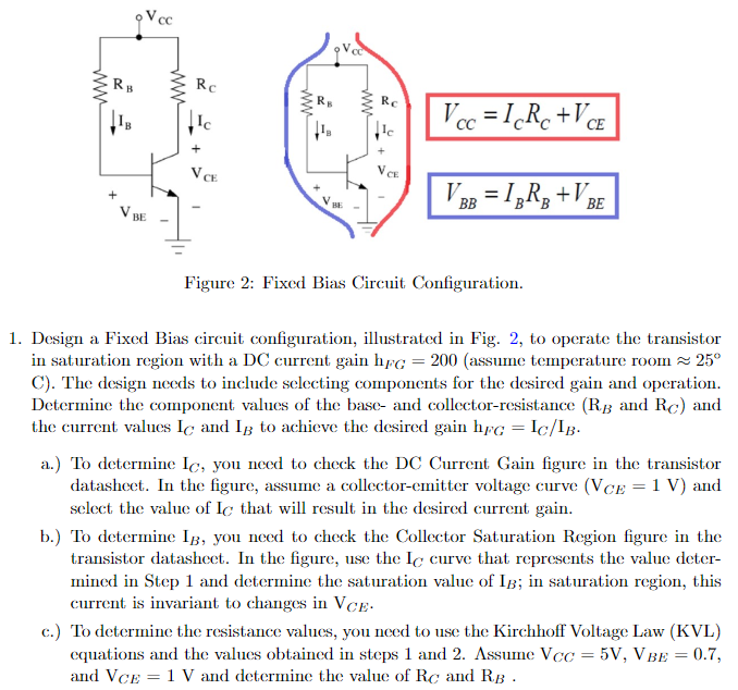 Solved VCC=ICRC+VCE VBB=IBRB+VBE Figure 2: Fixed Bias | Chegg.com