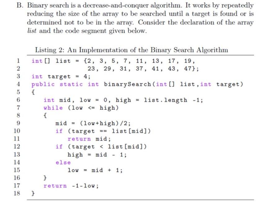 B Binary Search Is A Decrease And Conquer Algorithm 1277