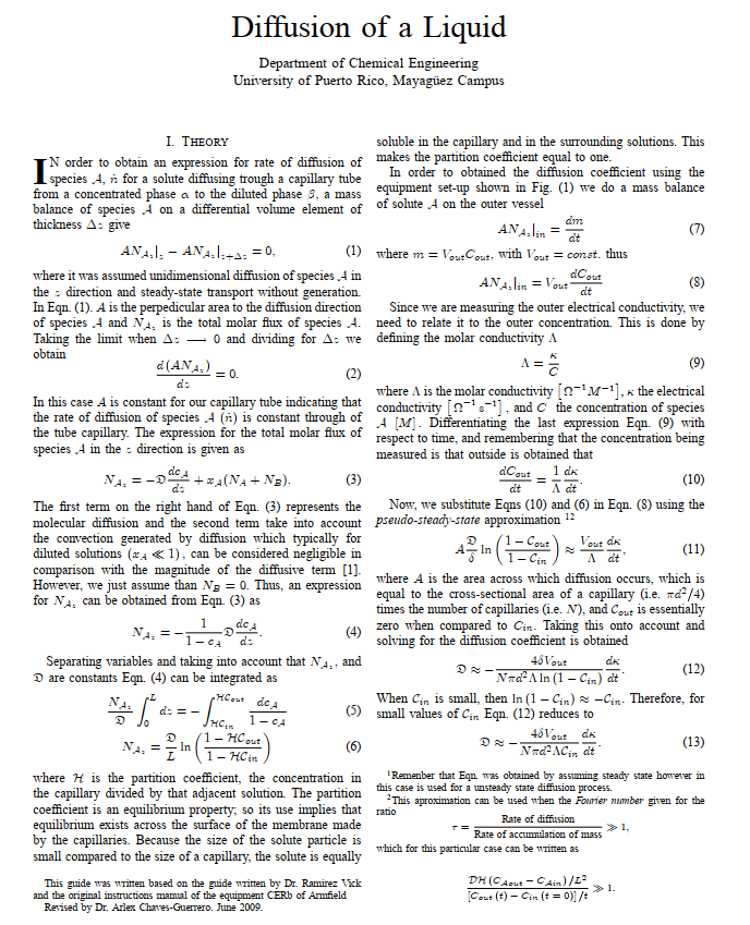 Solved [Liquid Diffusion Coefficient] Derive all the steps, | Chegg.com