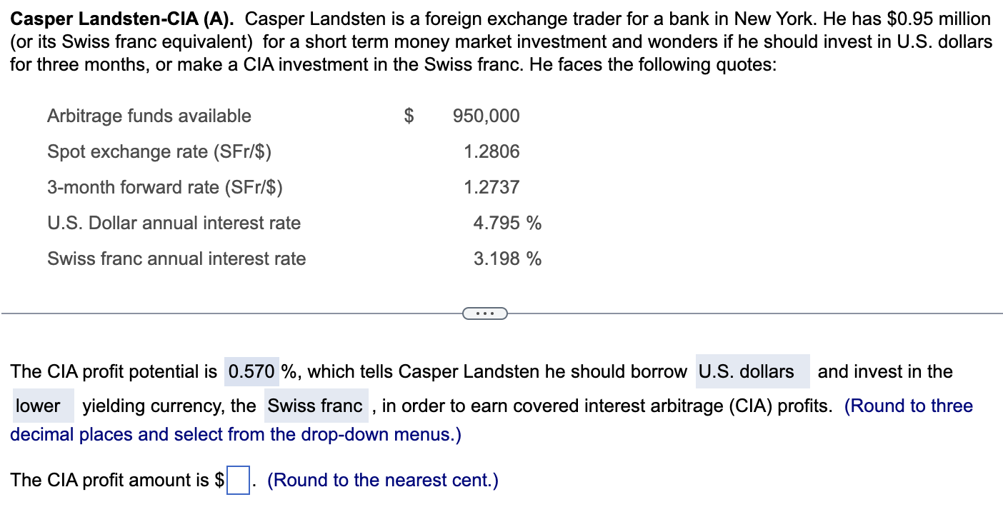 Solved Casper Landsten-CIA (A). Casper Landsten is a foreign | Chegg.com