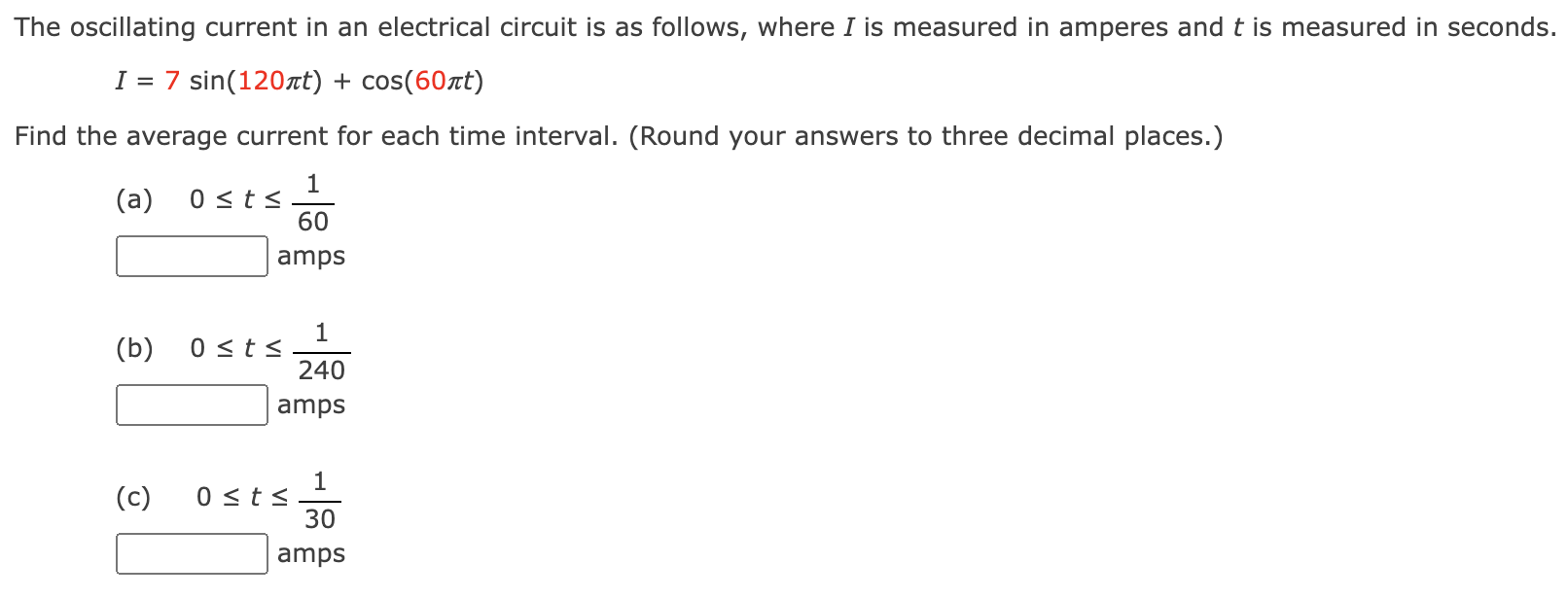 Solved The oscillating current in an electrical circuit is | Chegg.com