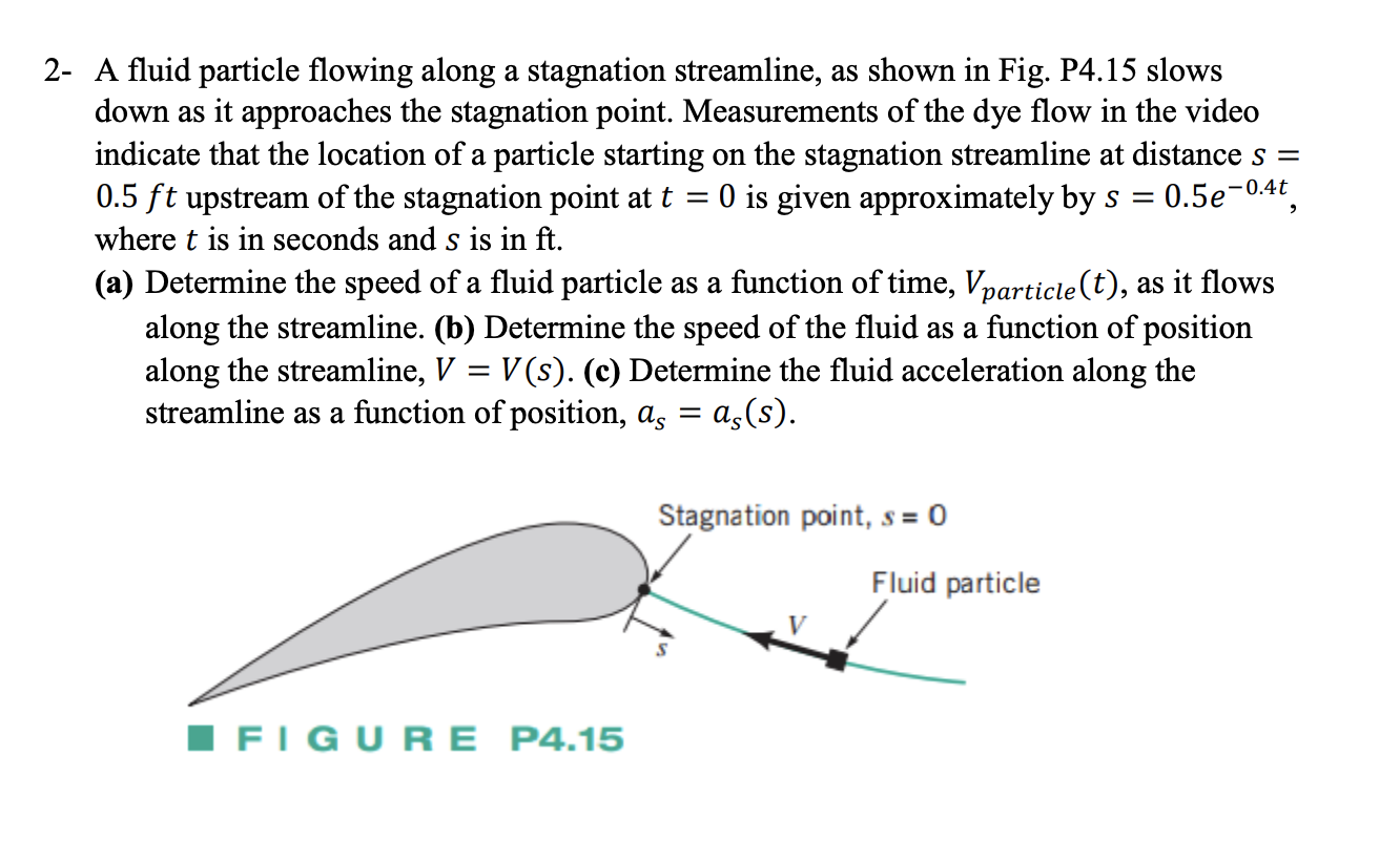 Solved 2- A fluid particle flowing along a stagnation | Chegg.com